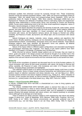 BIOPHILIC DESIGN PATTERNS Emerging Nature-Based Parameters for Health ...