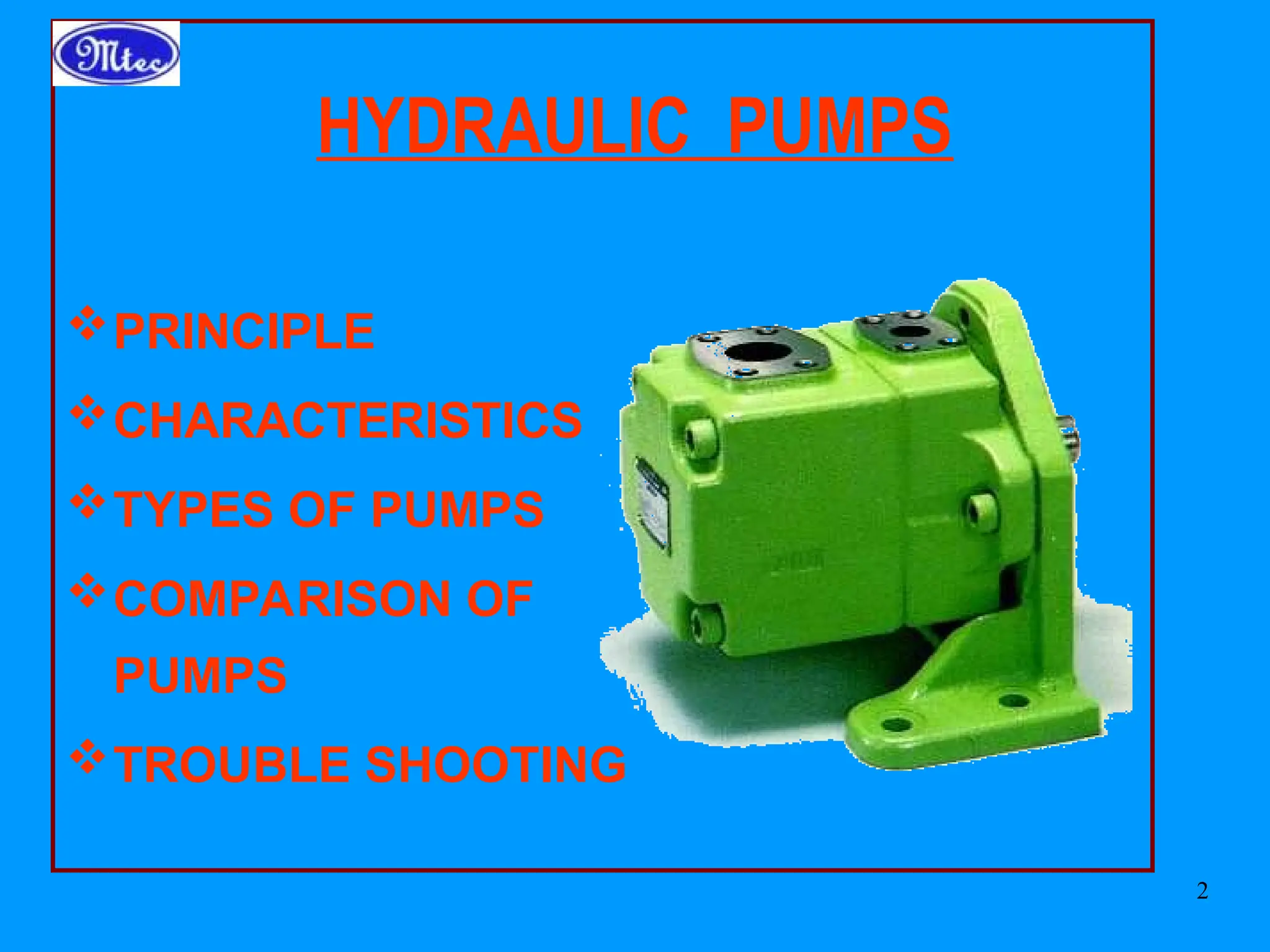 Study of Hydraulic pumps and its function..ppt | Auto Type | Automotive