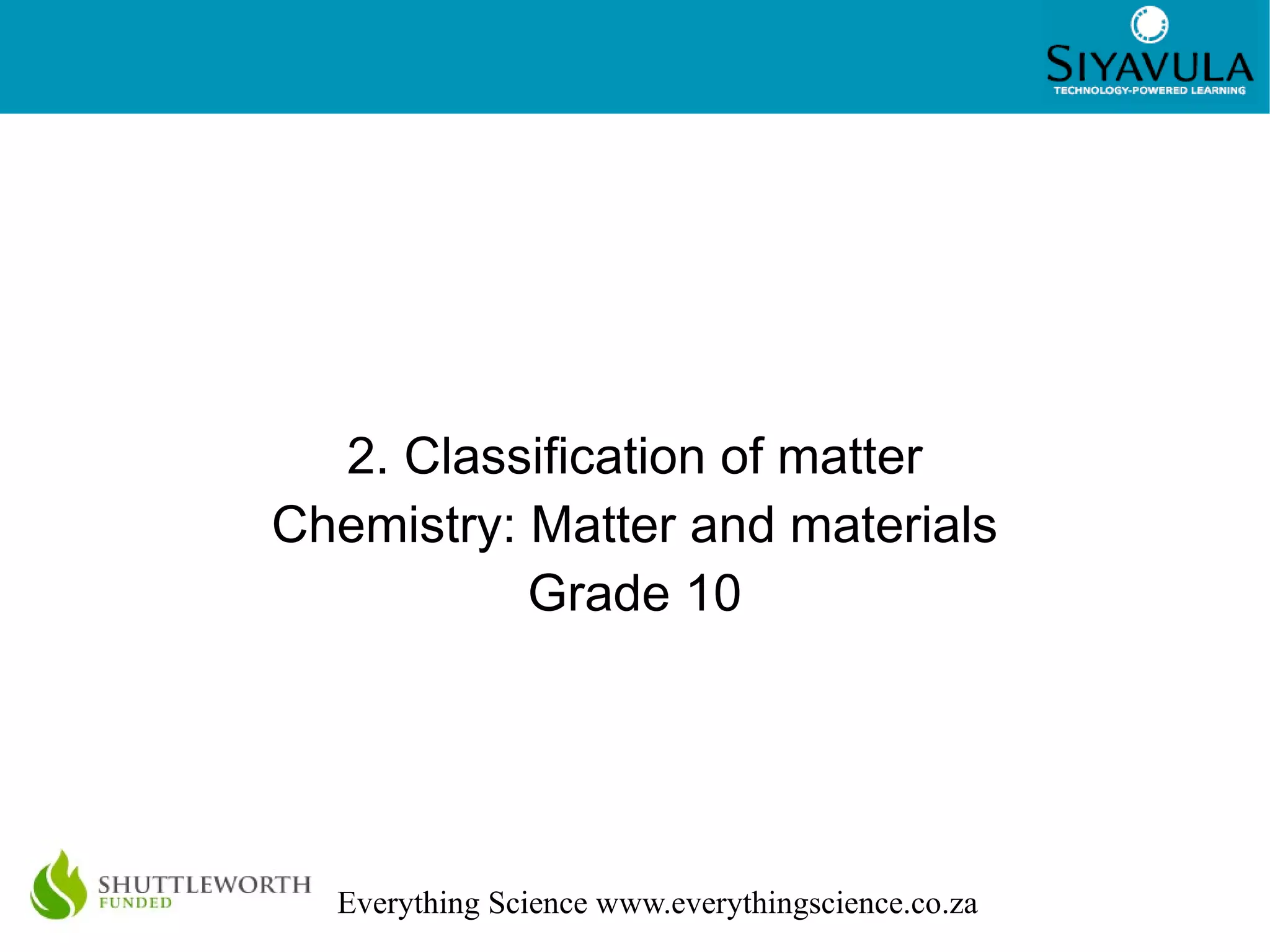 Classification of matter | ODP