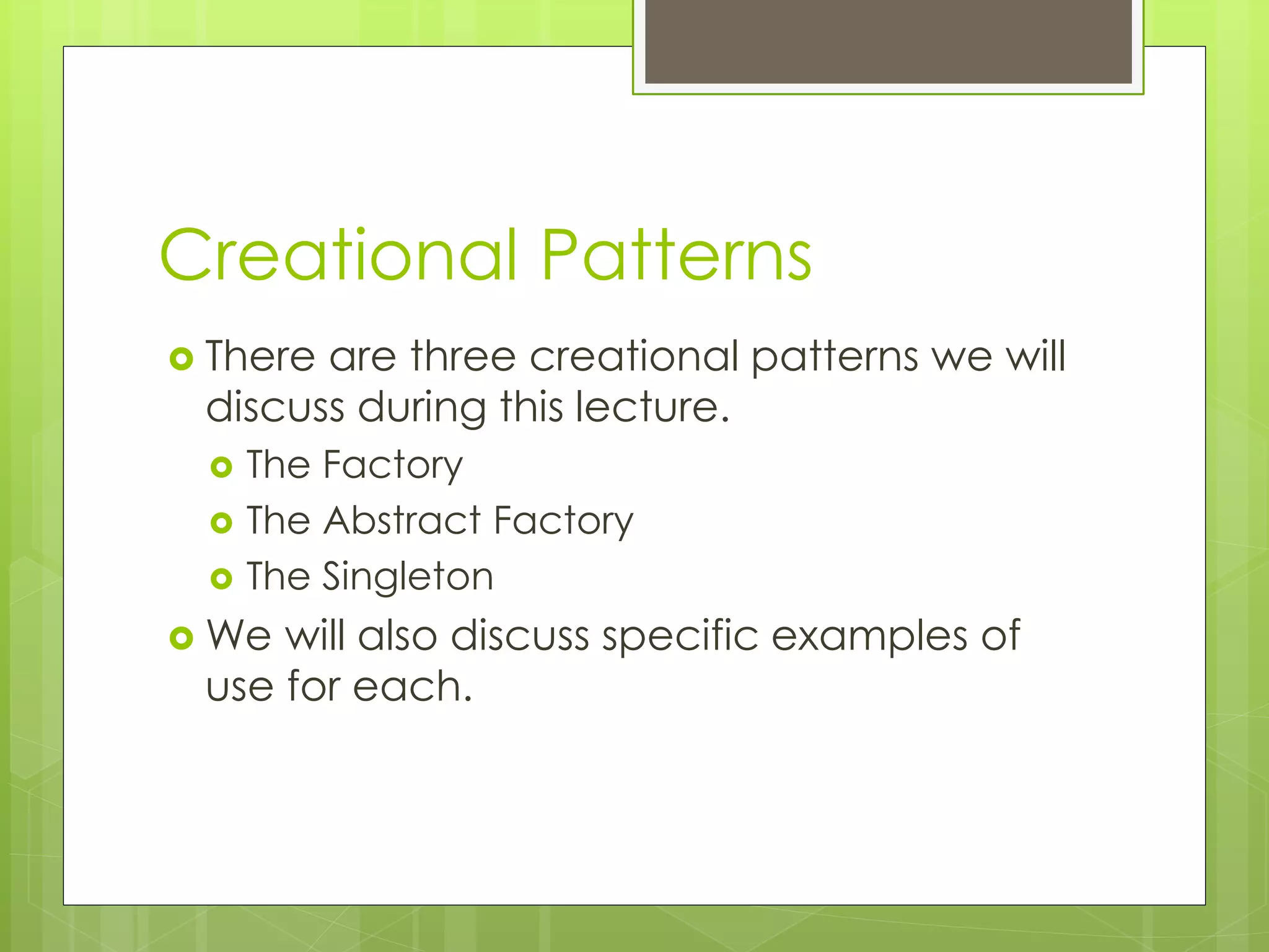 PATTERNS02 - Creational Design Patterns | PPTX