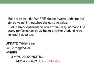 02 database oprimization - improving sql performance - ent-db | PPT