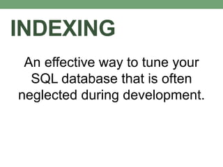 02 database oprimization - improving sql performance - ent-db | PPT