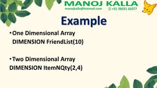 Dimension command VFP / Visual Foxpro | PPTX