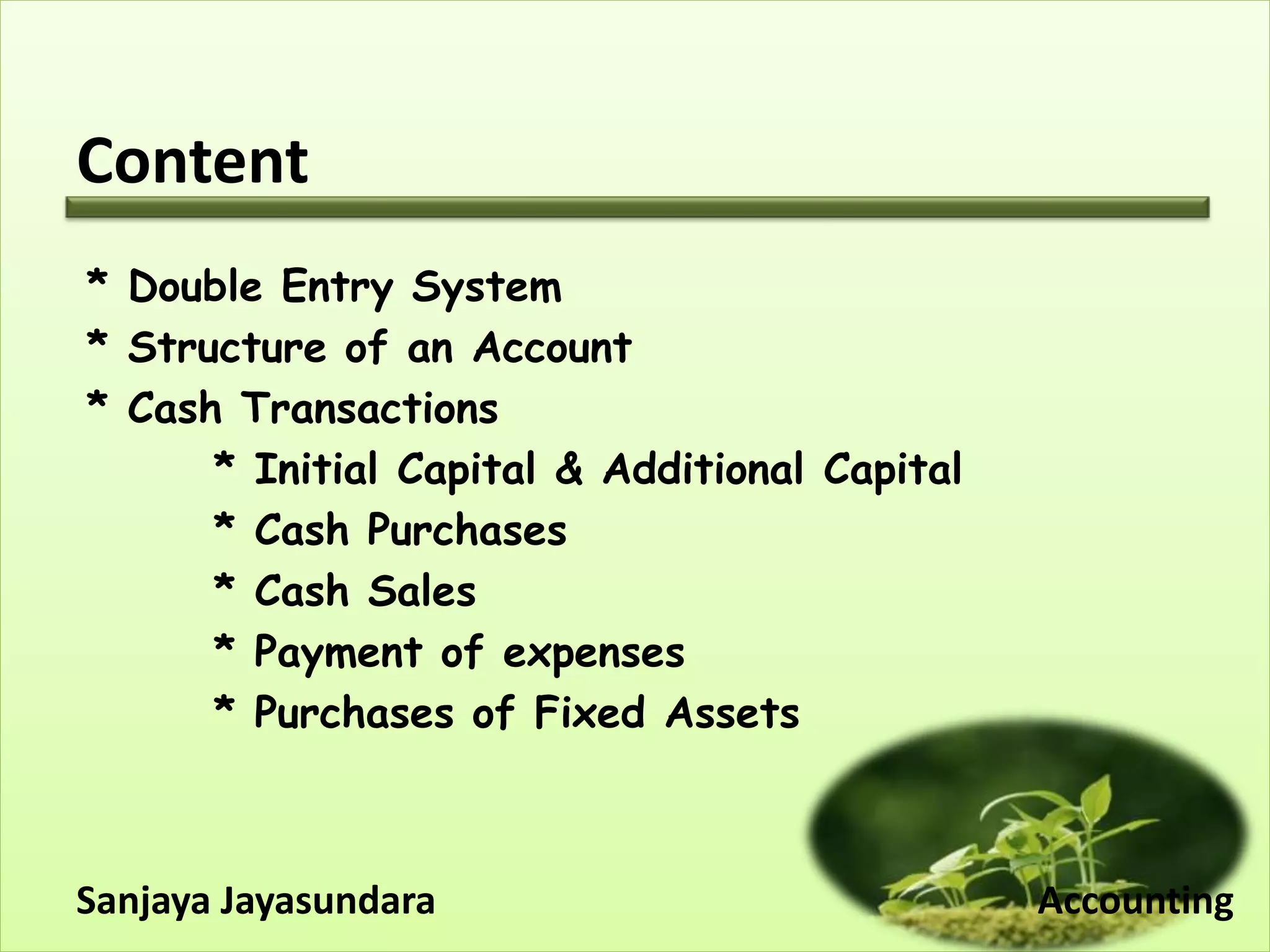 double entry for cash transactions | PPTX