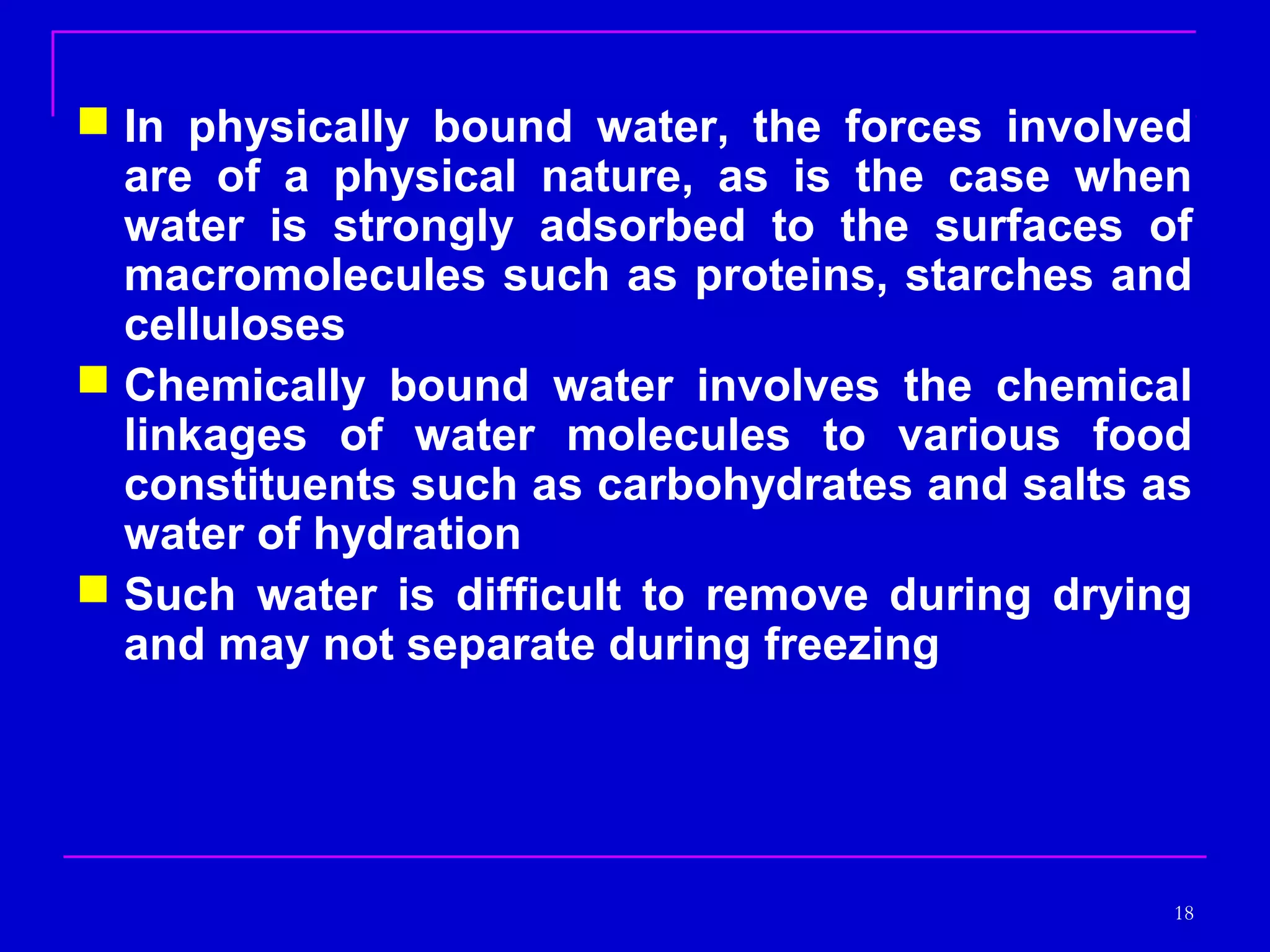 food and water, Food Chemistry, Constituent of foods i.e water ...