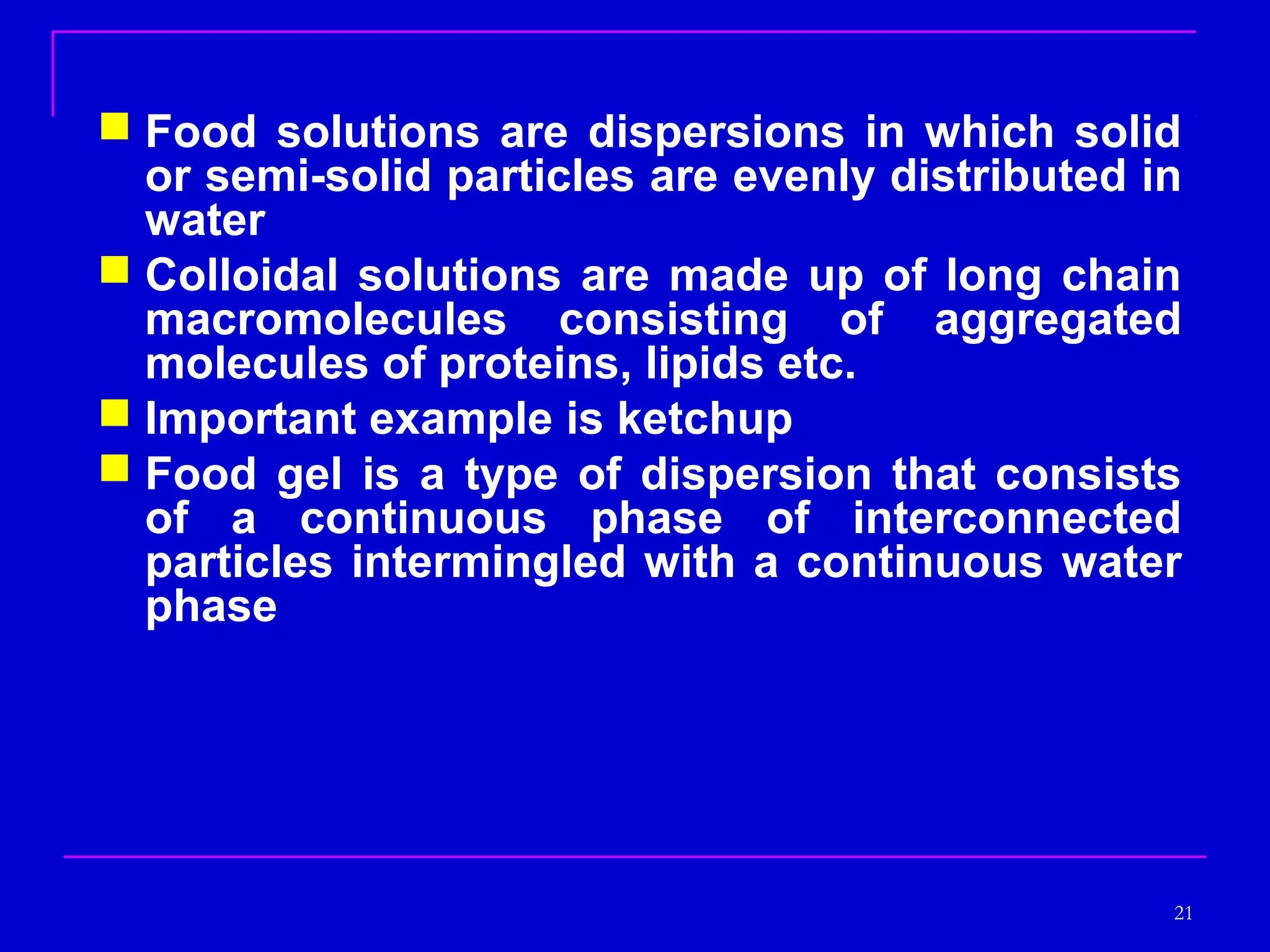 food and water, Food Chemistry, Constituent of foods i.e water ...