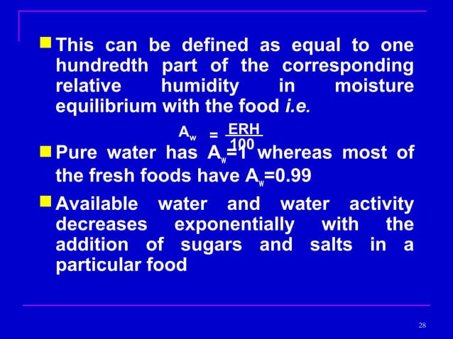 food and water, Food Chemistry, Constituent of foods i.e water ...