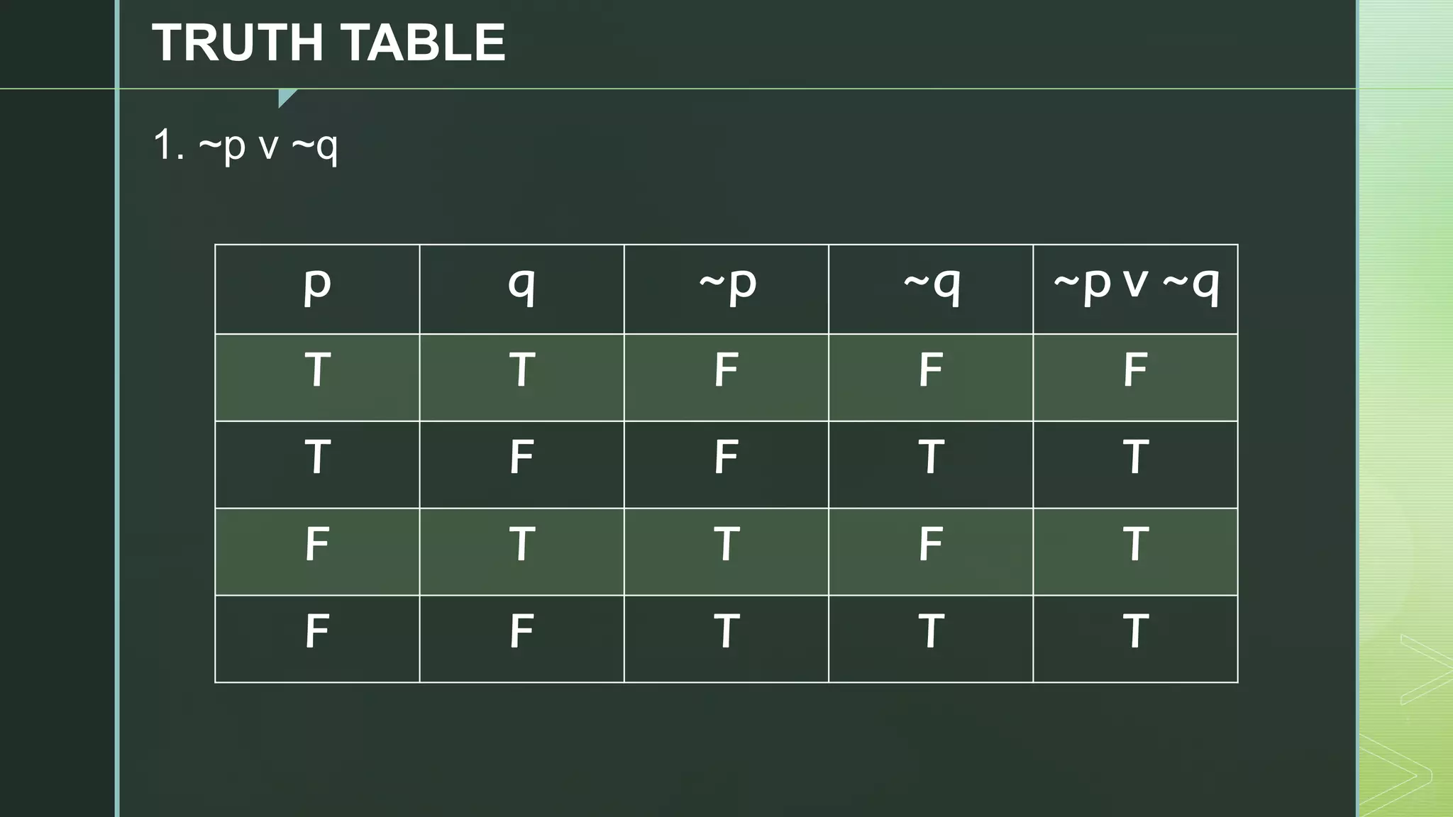 Formal Logic - Lesson 3 - Truth Tables | PPT