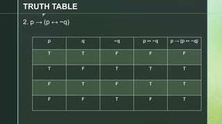 Formal Logic - Lesson 3 - Truth Tables | PPT