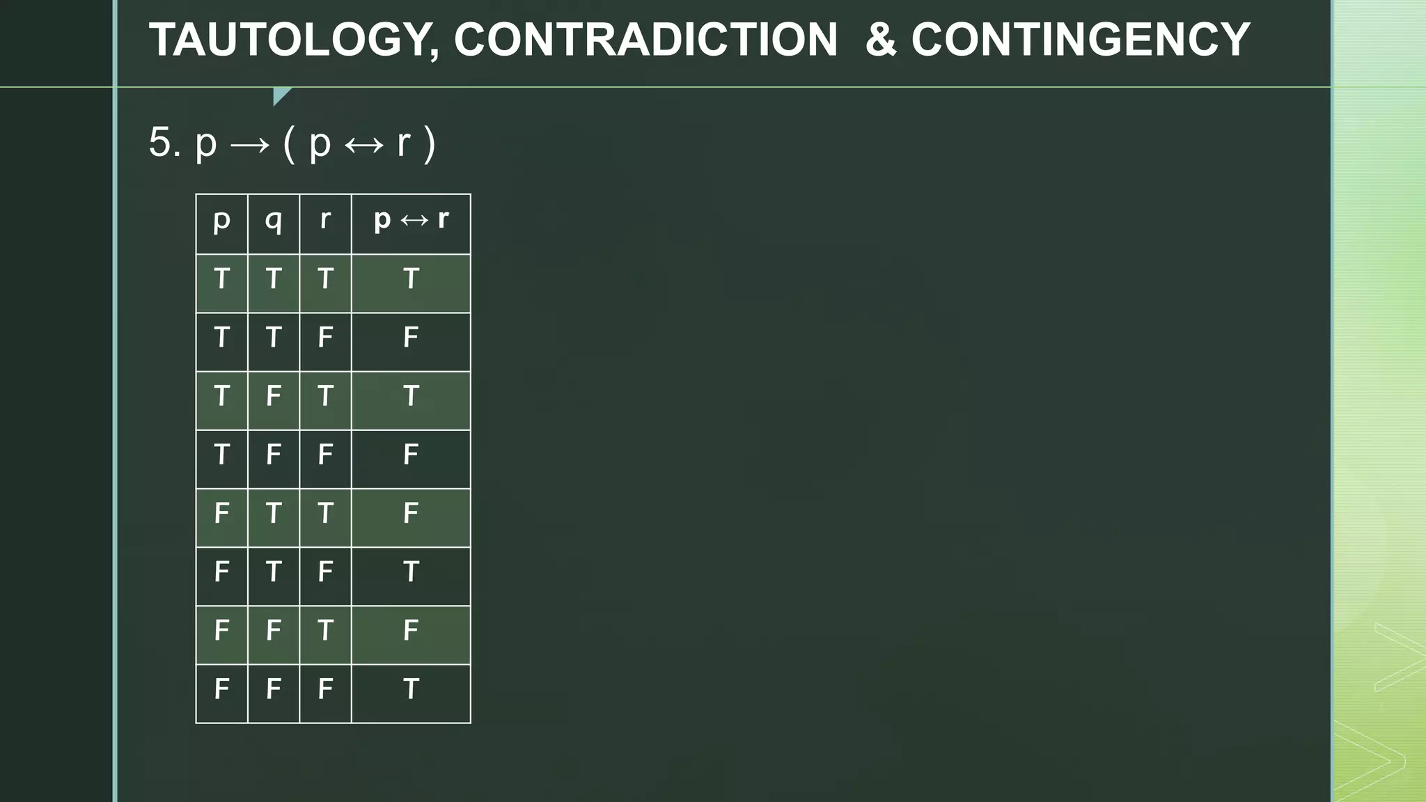 Formal Logic - Lesson 4 - Tautology, Contradiction and Contingency | PDF