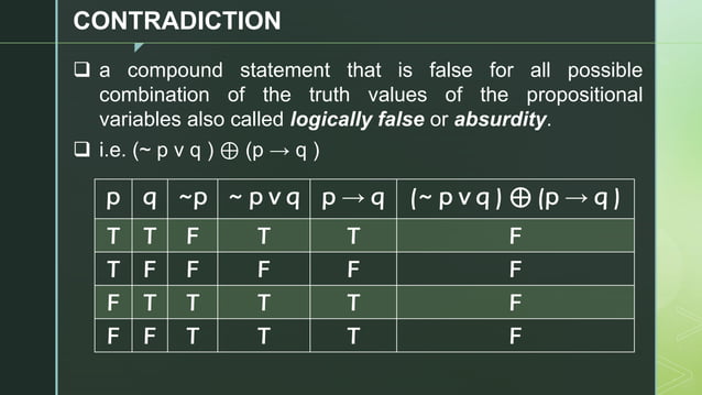 Formal Logic - Lesson 4 - Tautology, Contradiction and Contingency | PDF