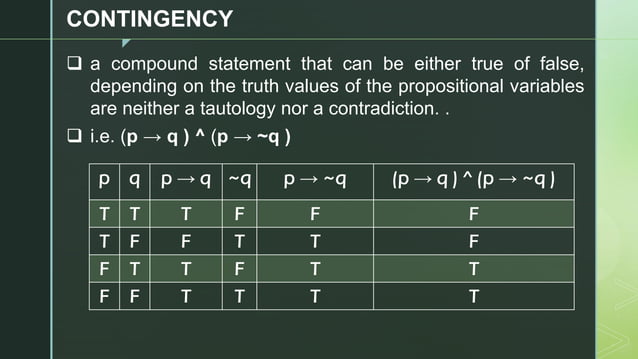 Formal Logic - Lesson 4 - Tautology, Contradiction and Contingency | PDF