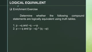 Formal Logic - Lesson 5 - Logical Equivalence | PDF