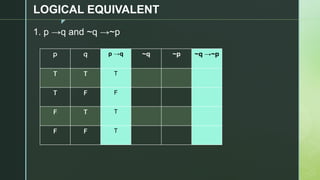 Formal Logic - Lesson 5 - Logical Equivalence | PDF