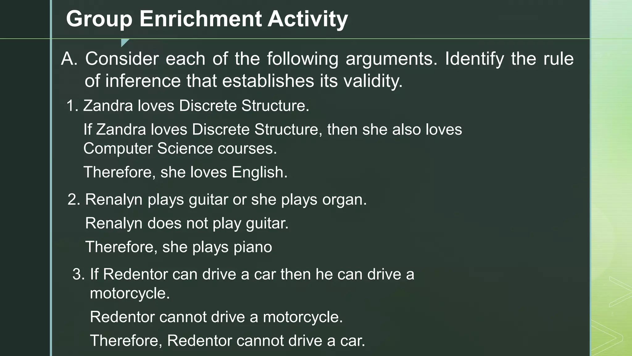 Formal Logic - Lesson 7 - Rules of Inference | PDF