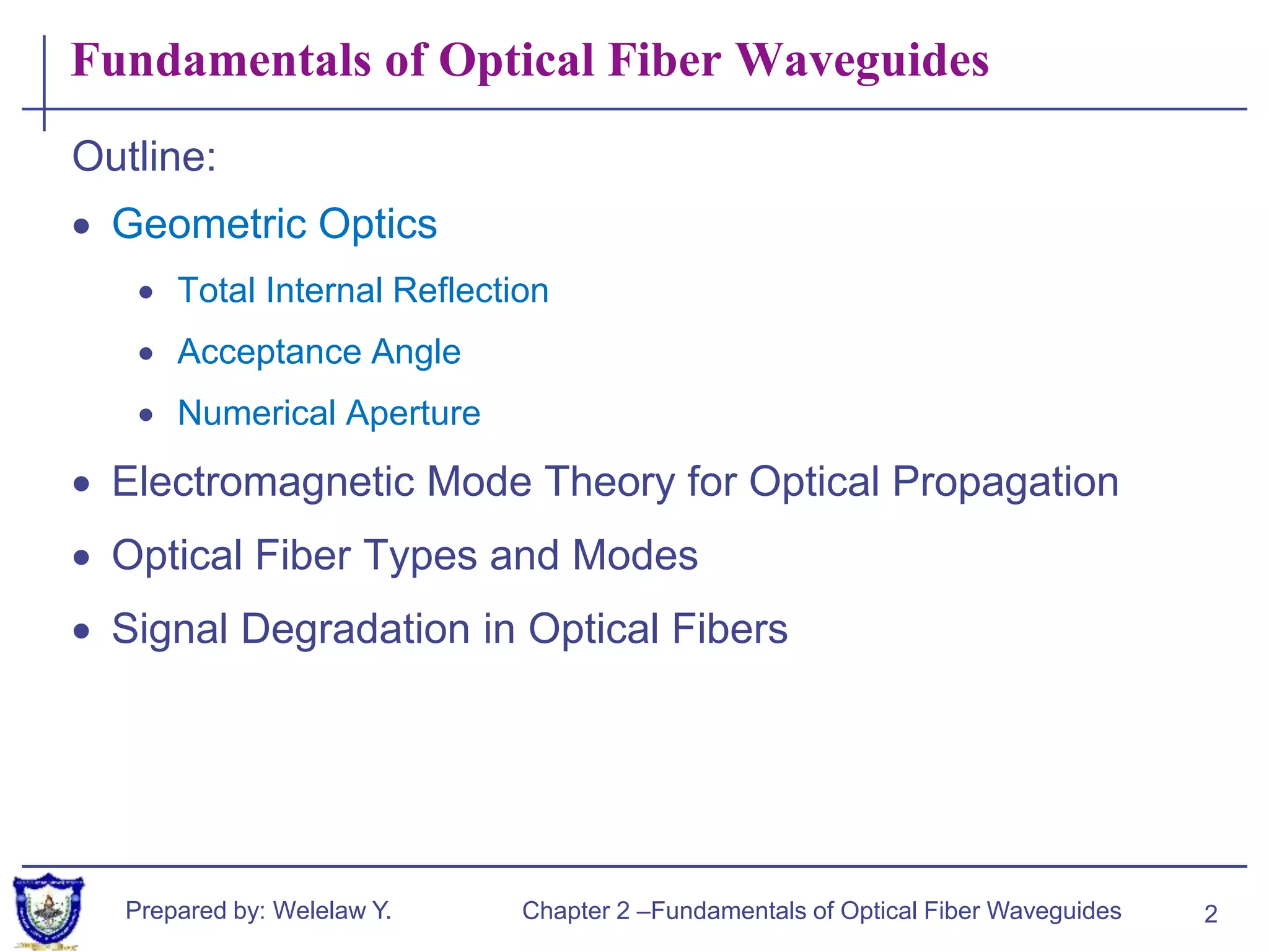 02-Fundamentals of Optical Fiber Waveguides-I.pptx | Physics | Science