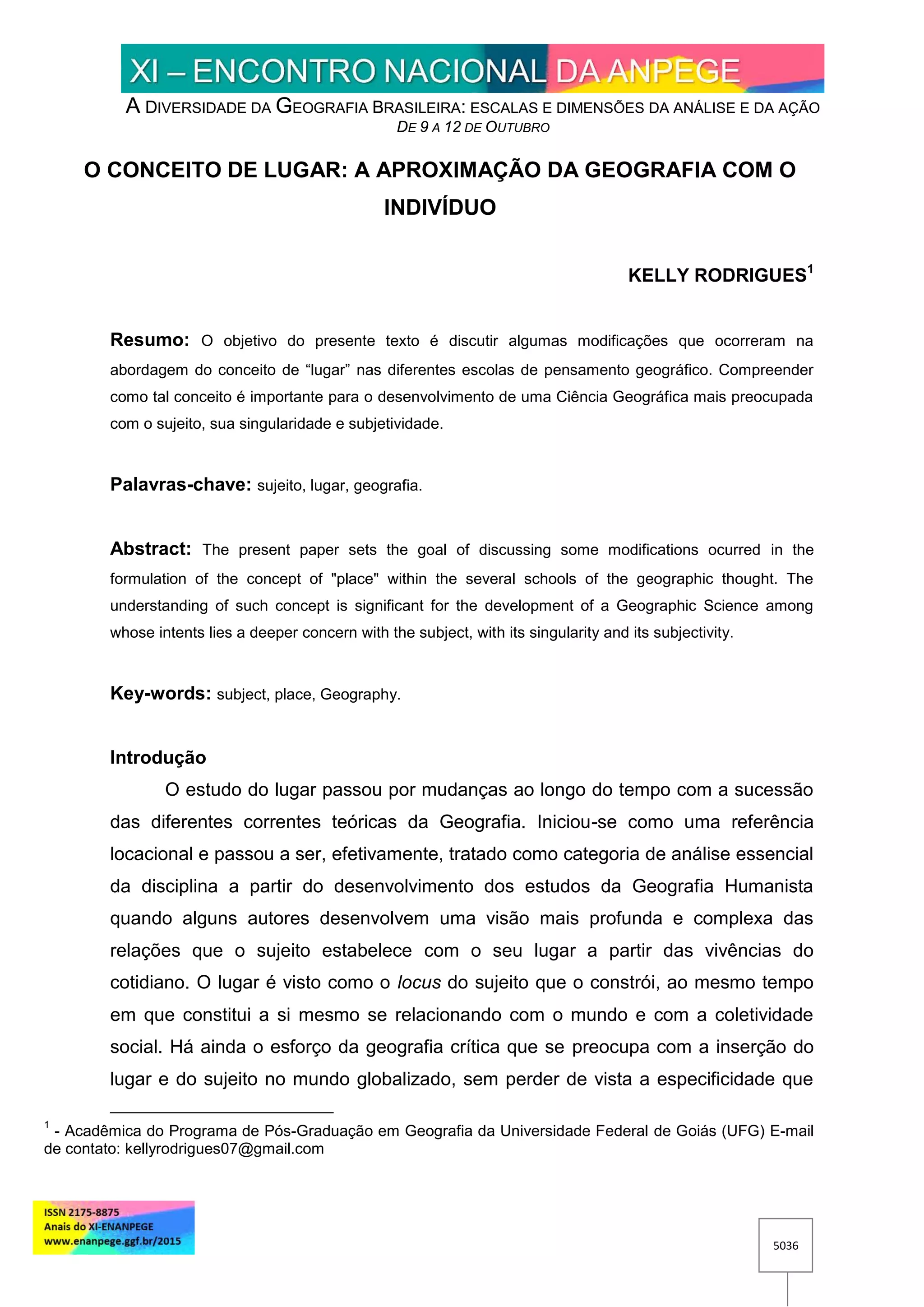 02 geografia e o conceito de lugar | PDF | Download Gratuito