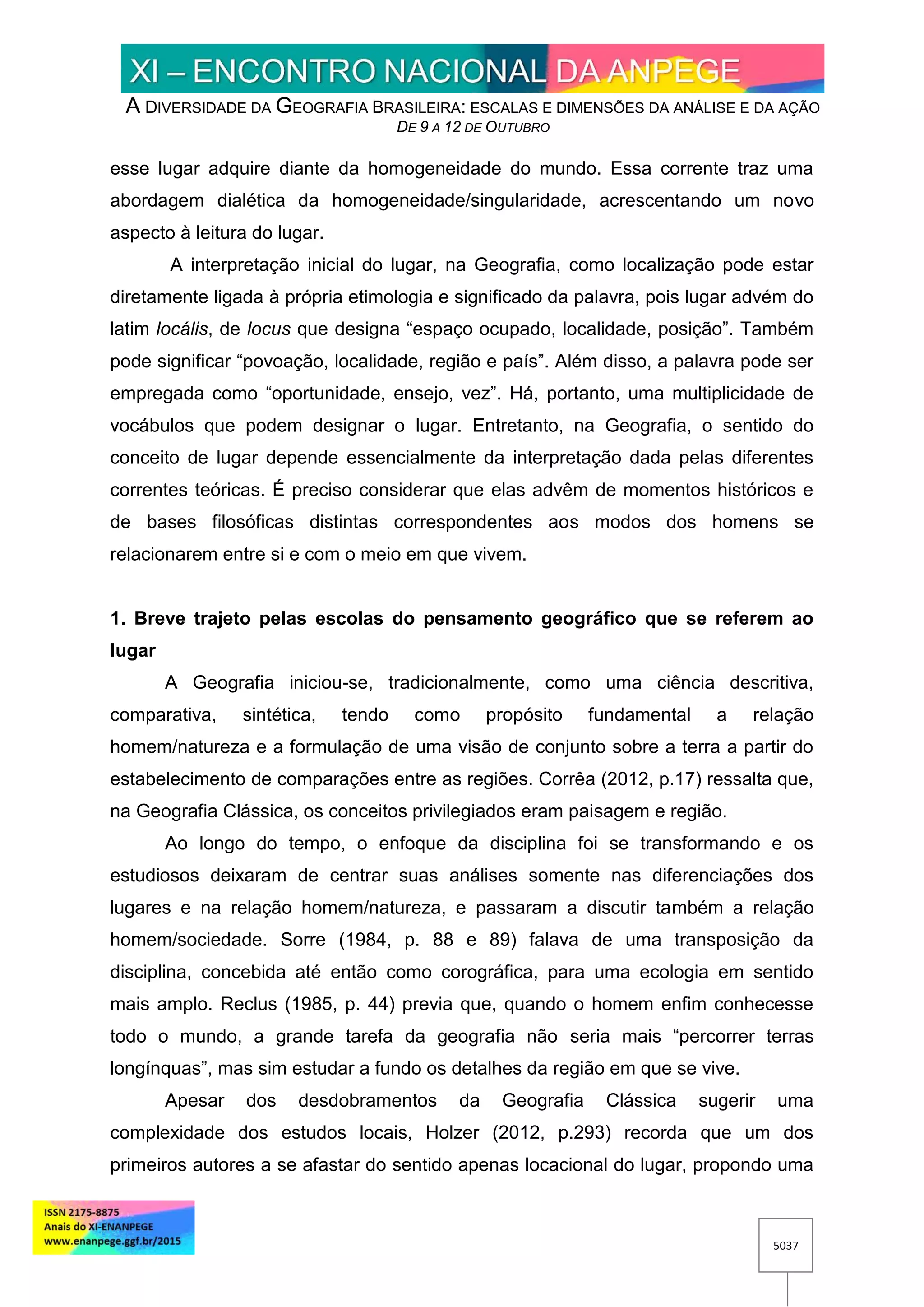 02 geografia e o conceito de lugar | PDF | Download Gratuito