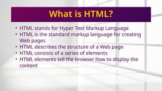 Introduction to HTML: Overview and Structure | PPTX