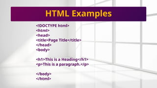 Introduction to HTML: Overview and Structure | PPT