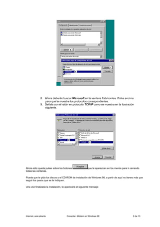 02. Internet. Aula Abierta. Conectar. MóDem En Windows 98 | PDF