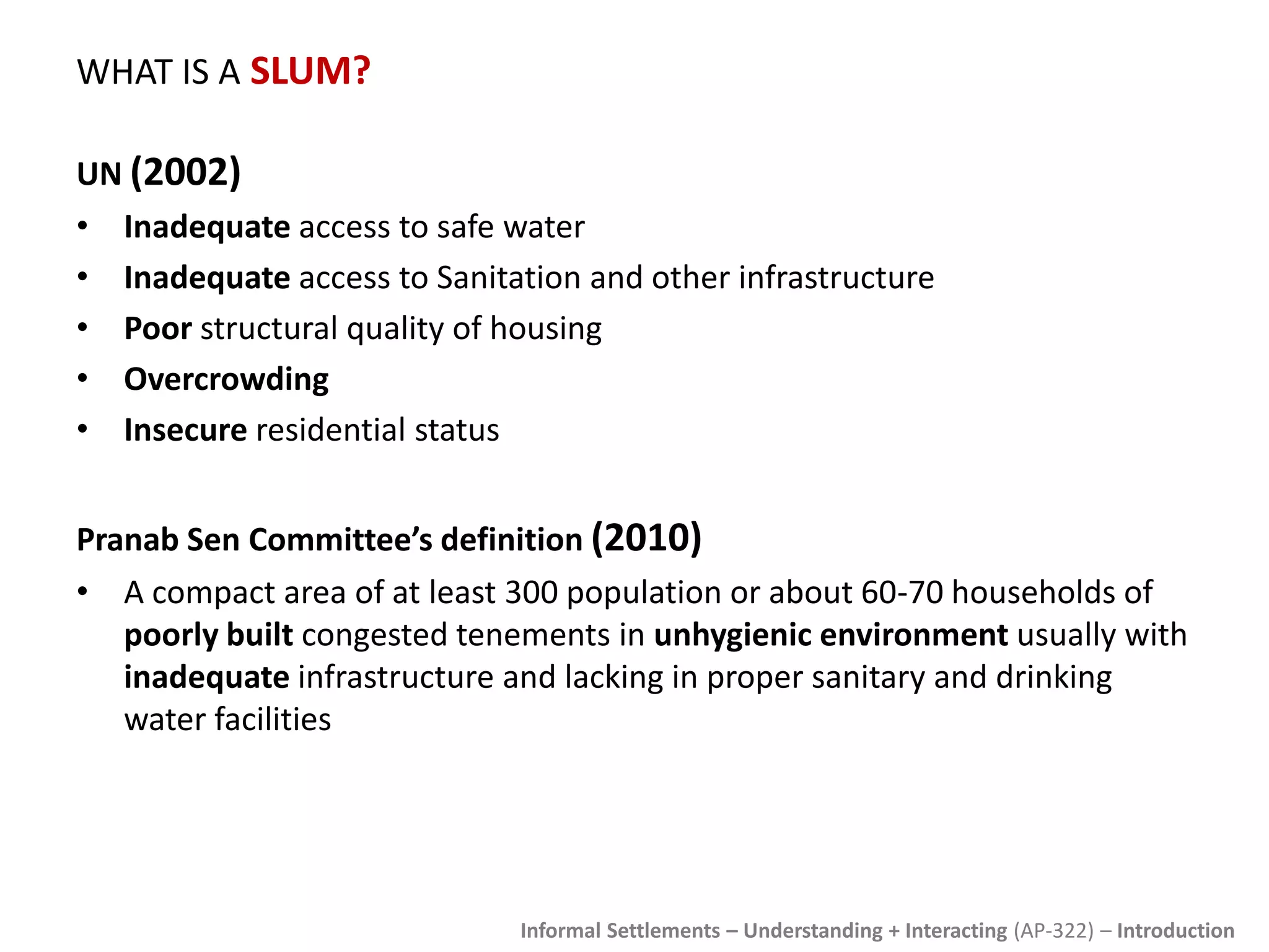 02 introduction to informal settlements | PPTX