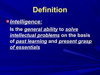 Intelligence - Prof Tarek Okasha | PPT
