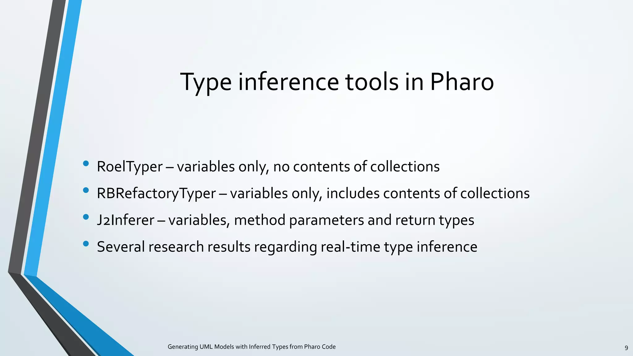 Generating UML Models with Inferred Types from Pharo Code | PPT