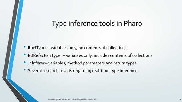 Generating UML Models with Inferred Types from Pharo Code | PPT