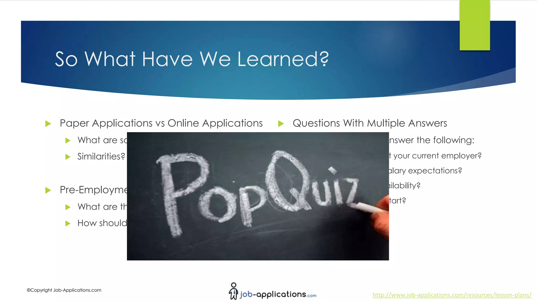 Job-Applications.com Job Application Lesson Plan | PPTX