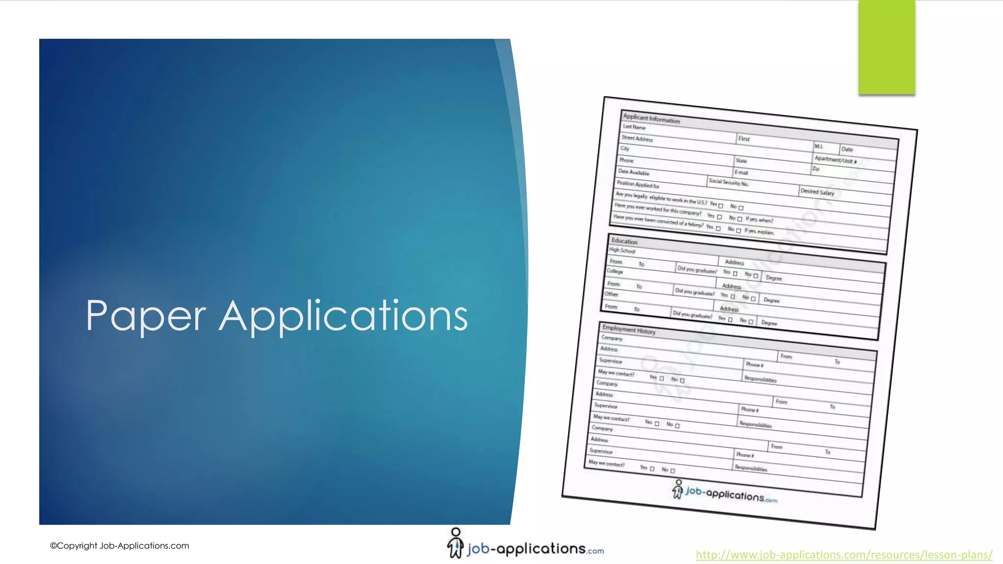 Job-Applications.com Job Application Lesson Plan | PPTX