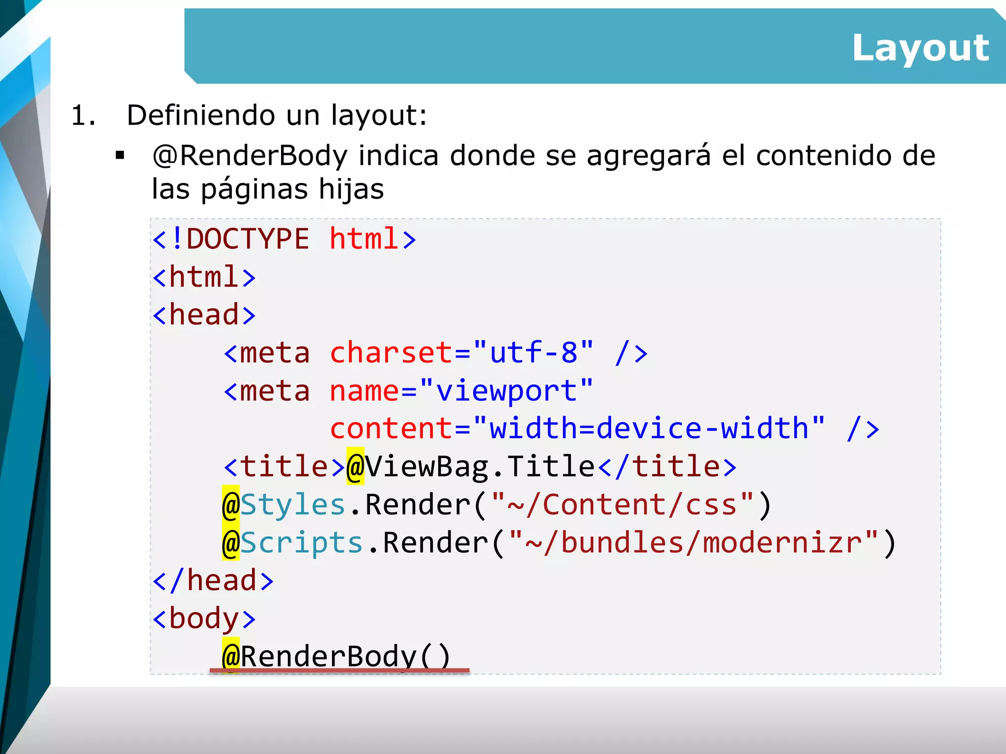 ASP.NET MVC - layouts y vistas parciales | PDF | Web Development | Internet