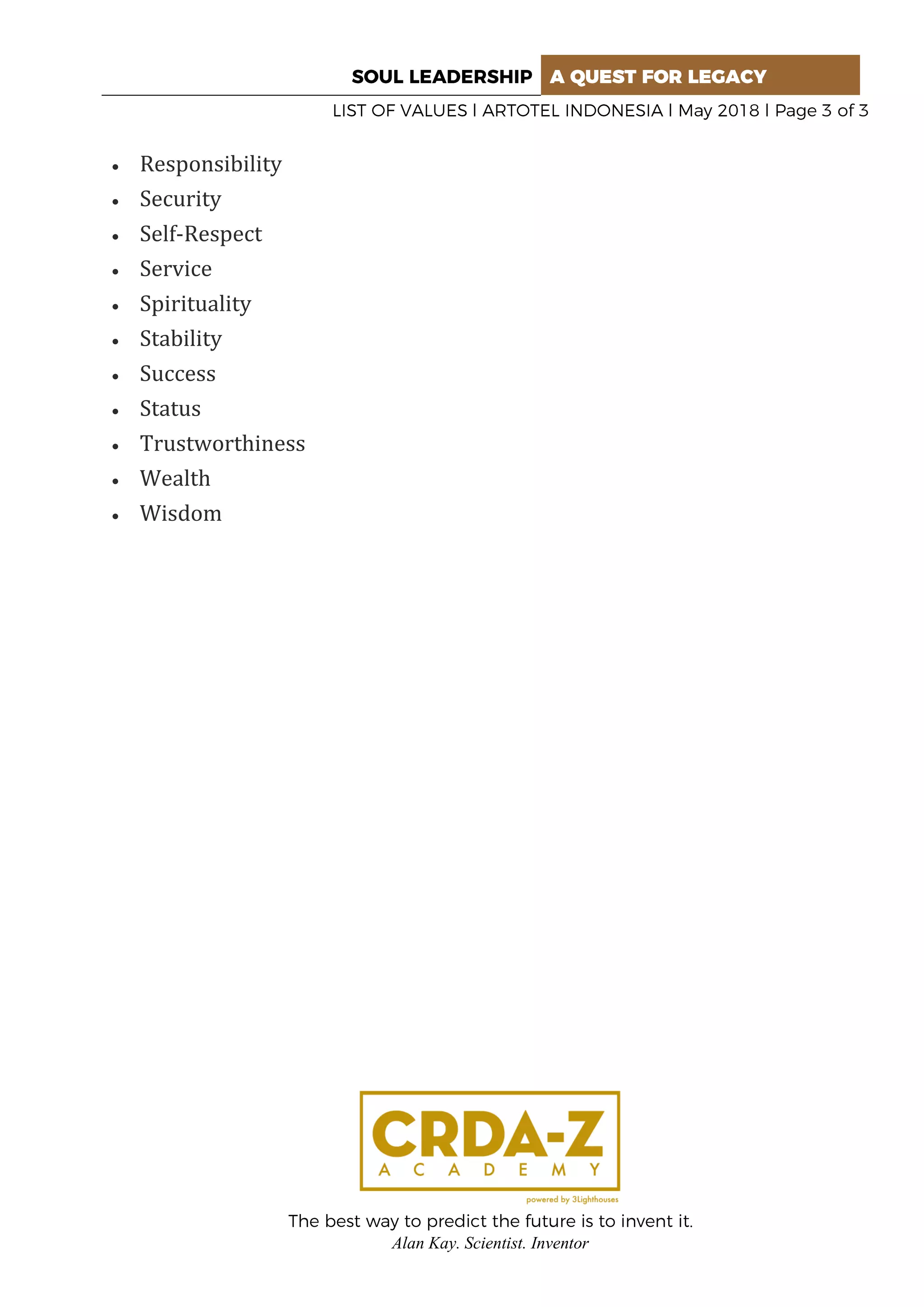 List of Values | PDF