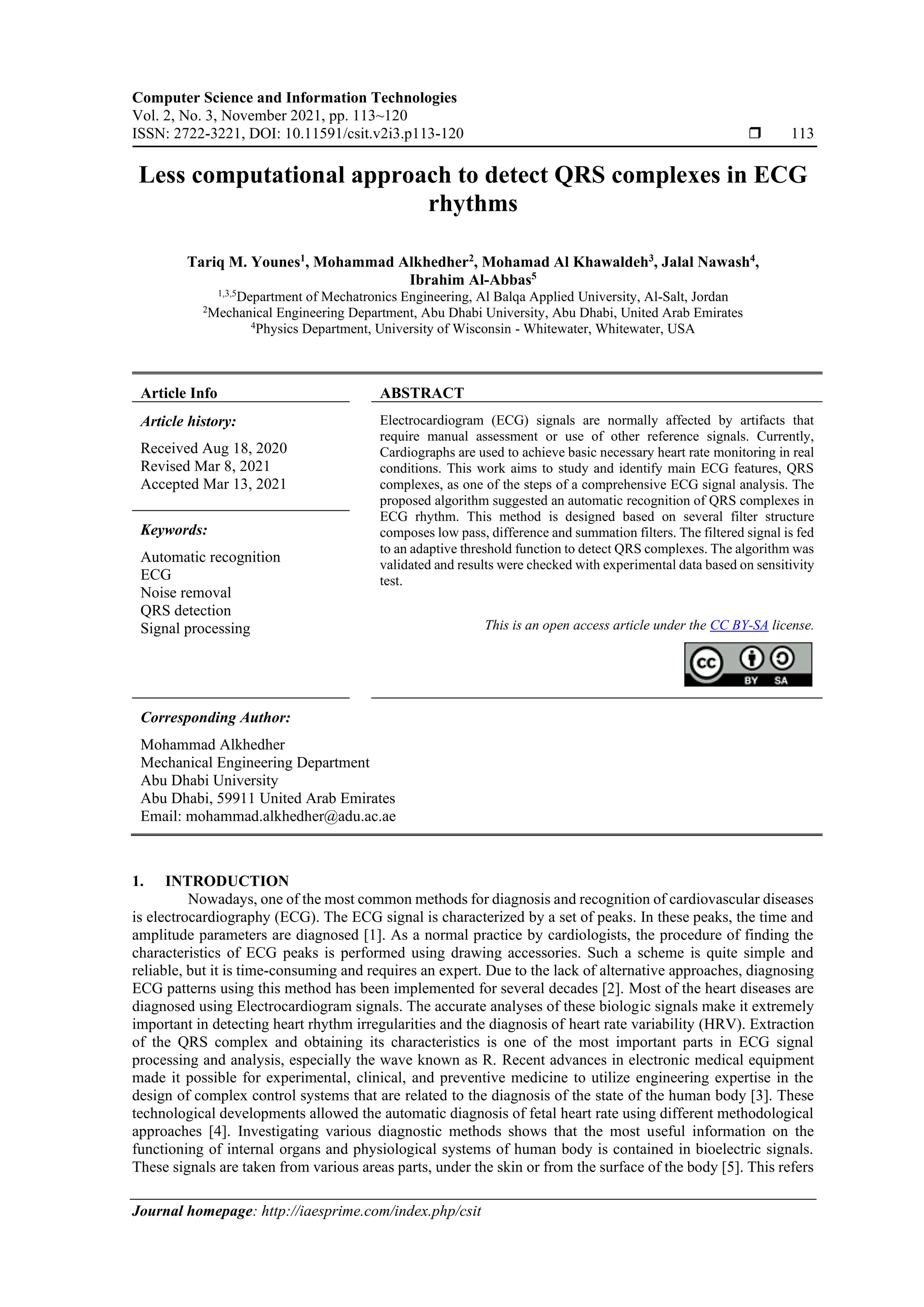 Less Computational Approach To Detect Qrs Complexes In Ecg Rhythms Pdf