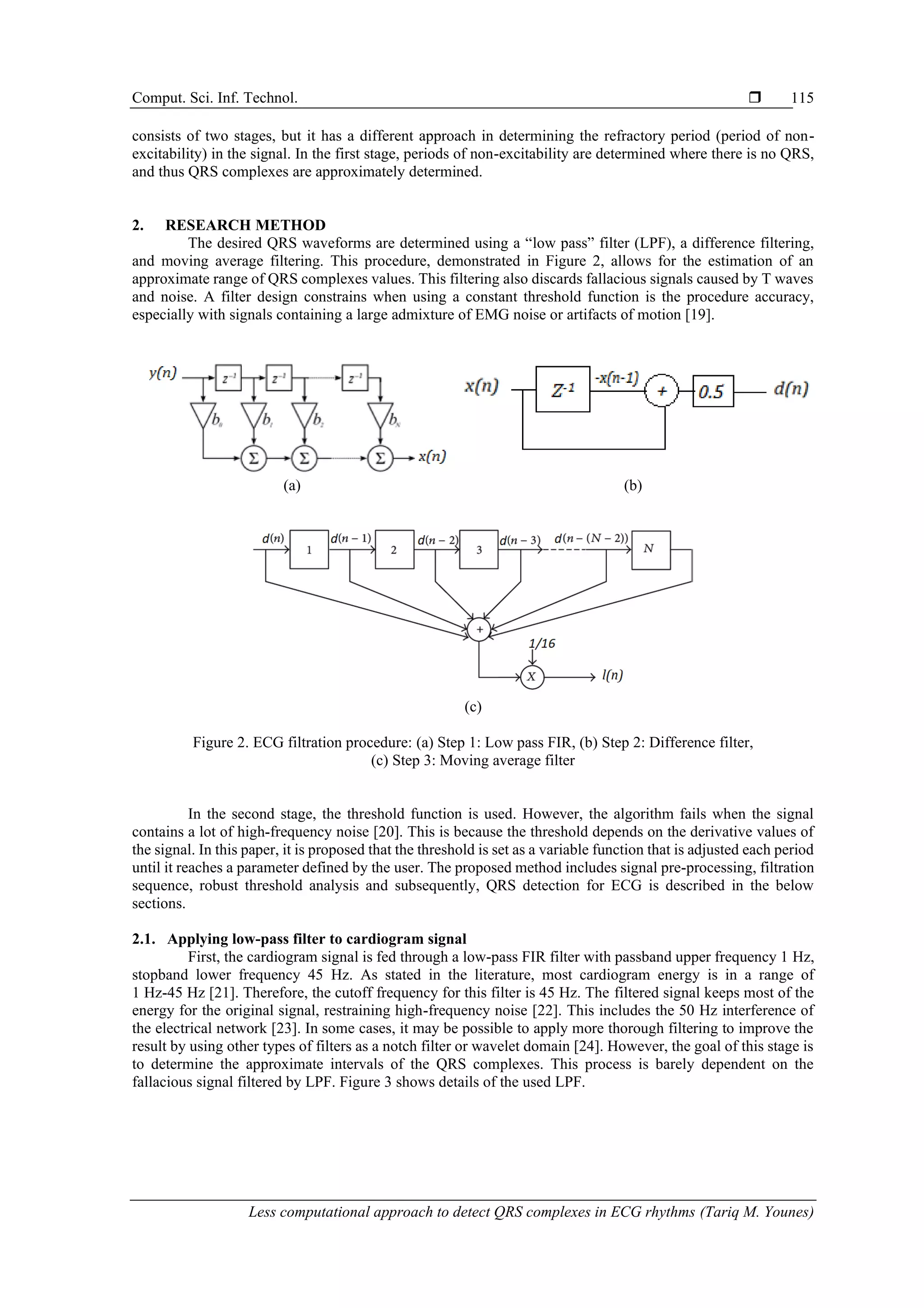 Less Computational Approach To Detect Qrs Complexes In Ecg Rhythms Pdf
