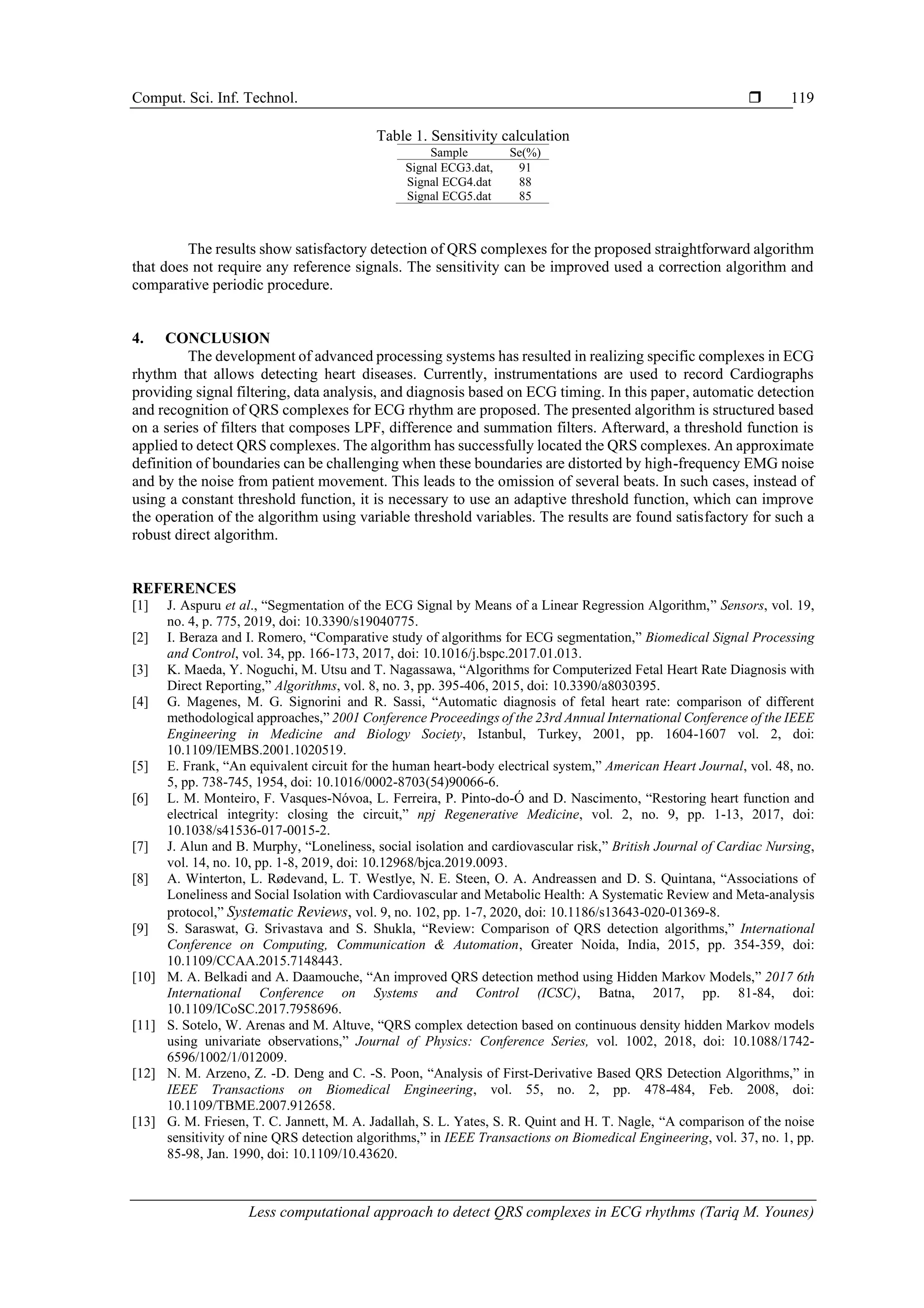Less Computational Approach To Detect Qrs Complexes In Ecg Rhythms Pdf