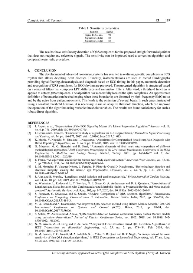 Less Computational Approach To Detect Qrs Complexes In Ecg Rhythms Pdf
