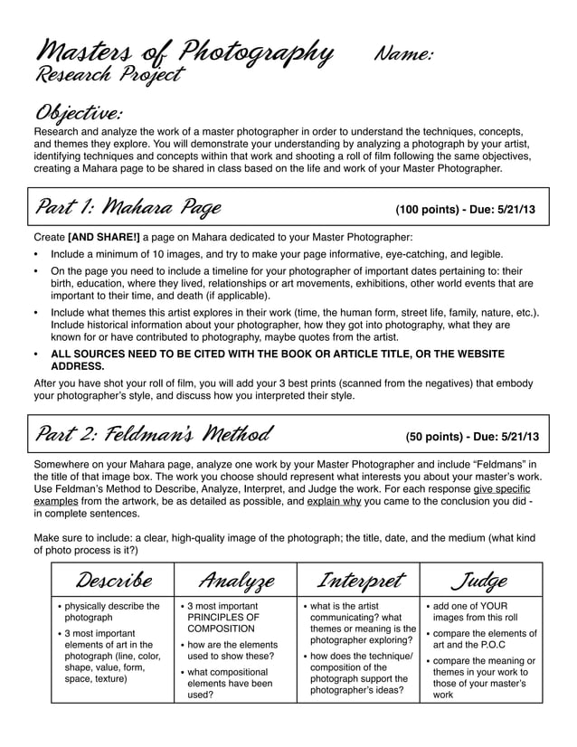 02 masters of photography unit handout | PDF
