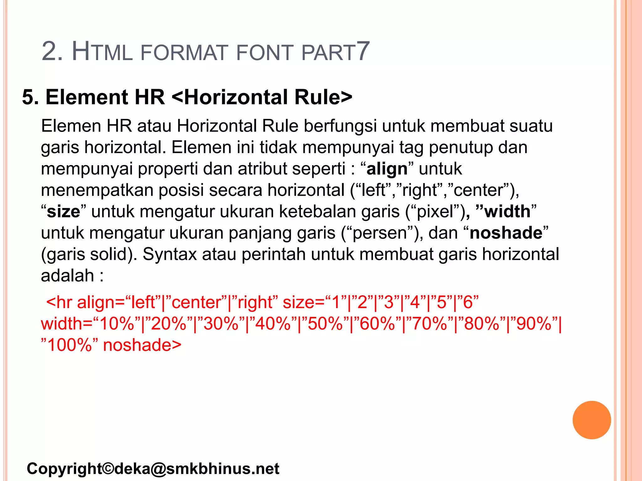 02 materi html pengolahan format font | PPTX