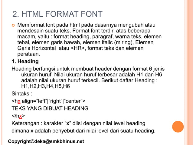 02 materi html pengolahan format font | PPT