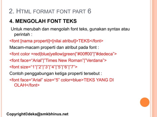 02 materi html pengolahan format font | PPT
