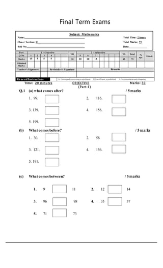 mathematics 2 class papers | DOC