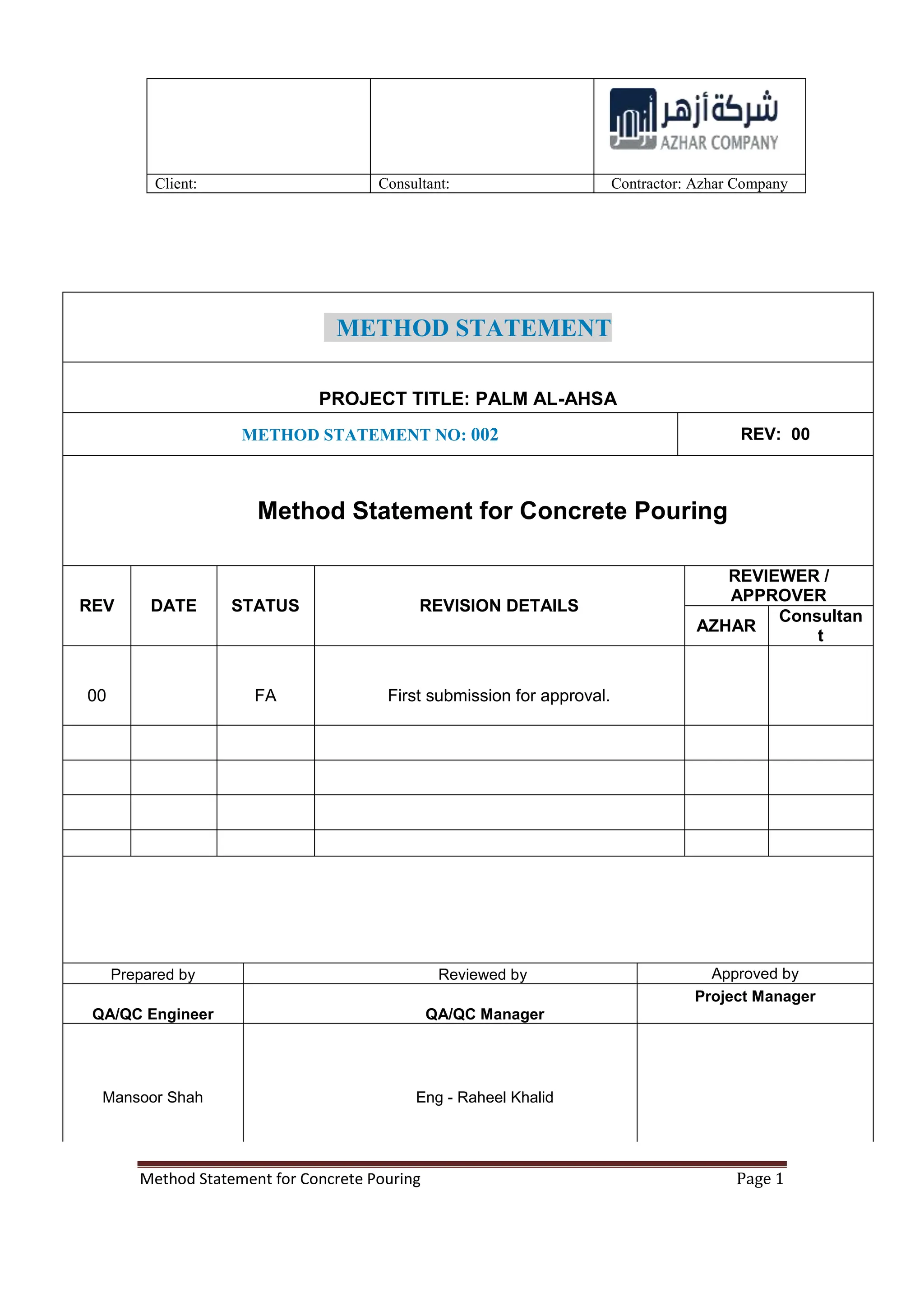 02 - Method Statement for Concrete pouring.docx