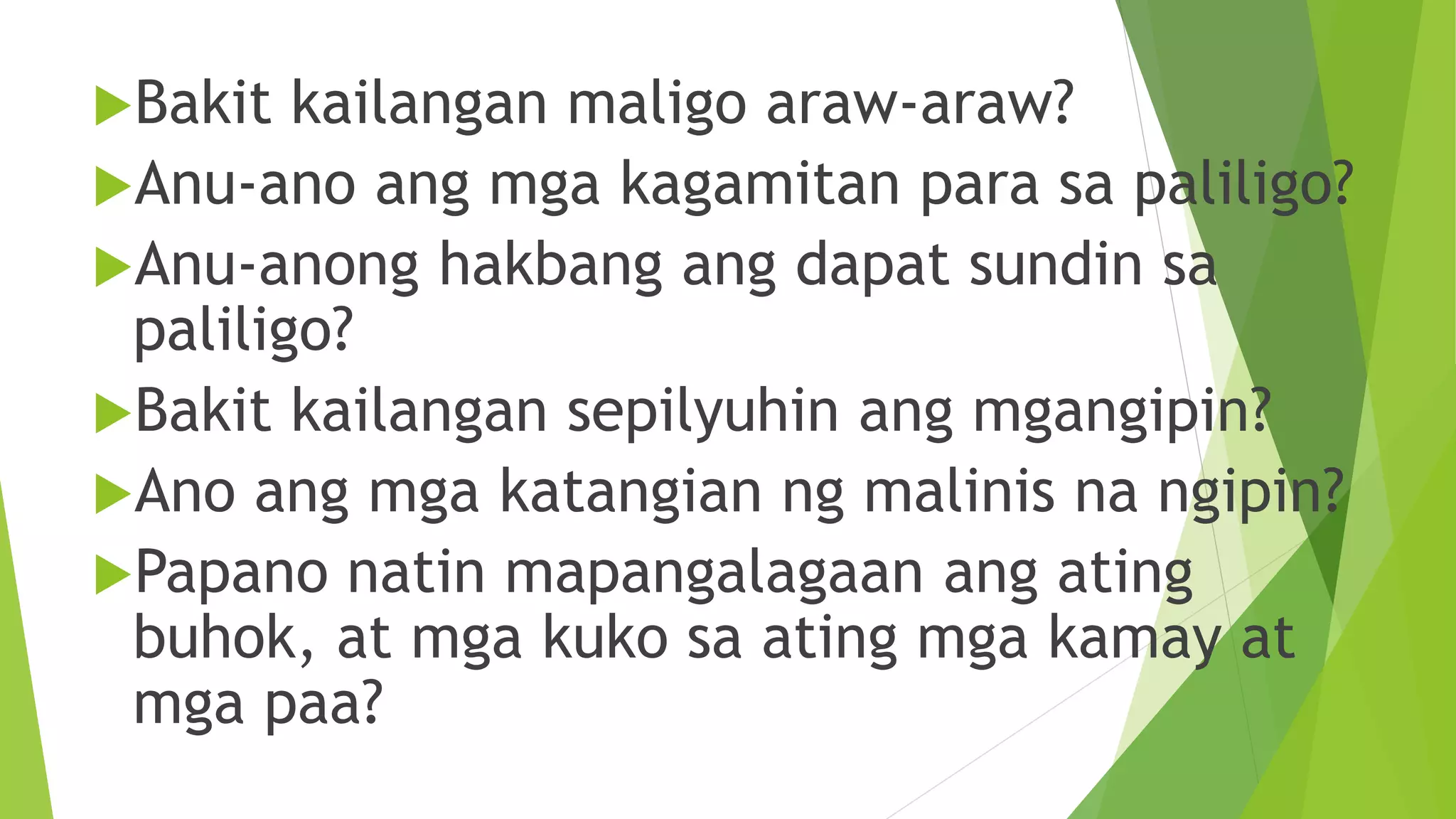 02 naisasagawa ang wastong pamamaraan ng paglilinis at pagaayos ng ...