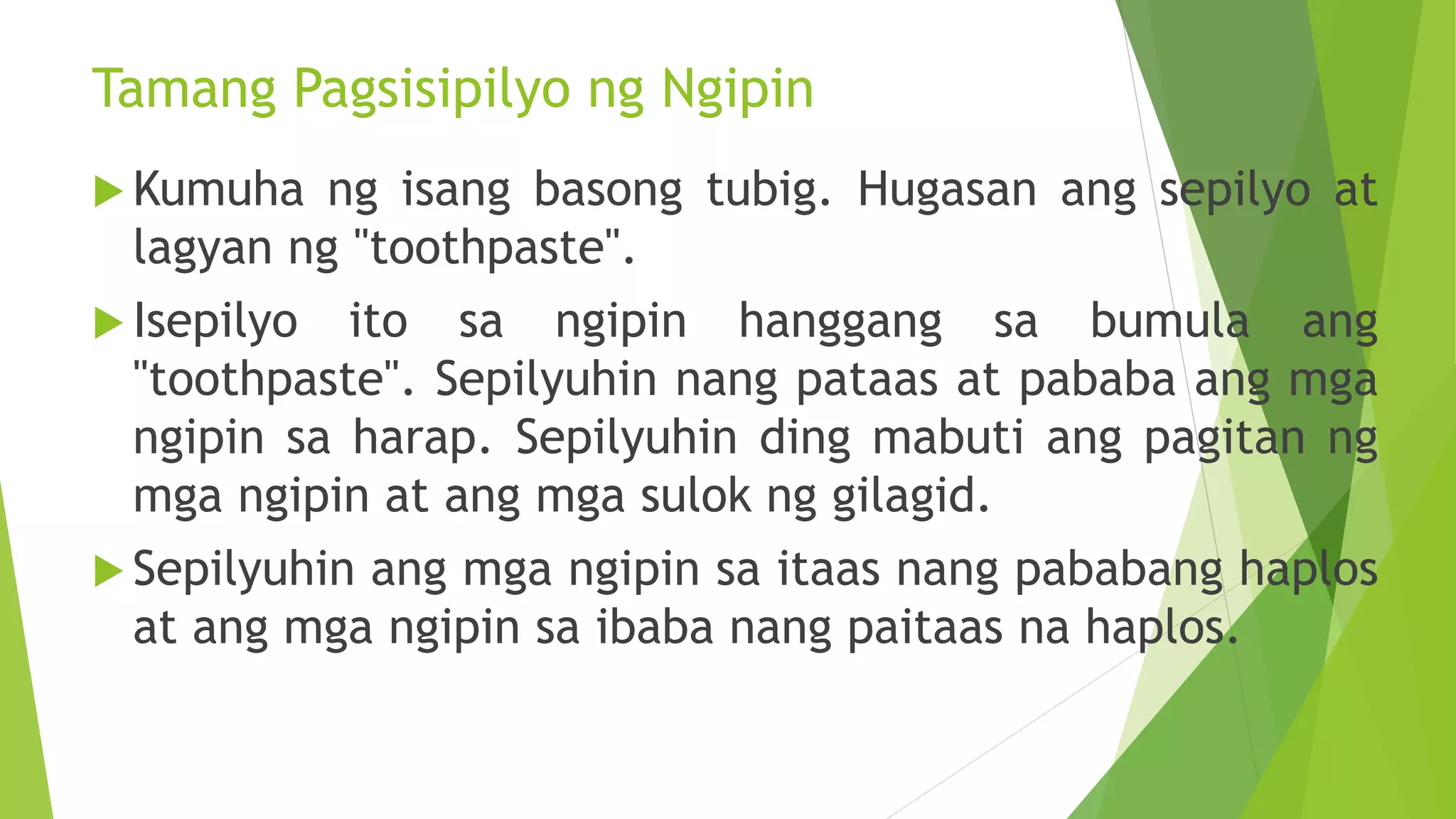 02 naisasagawa ang wastong pamamaraan ng paglilinis at pagaayos ng ...