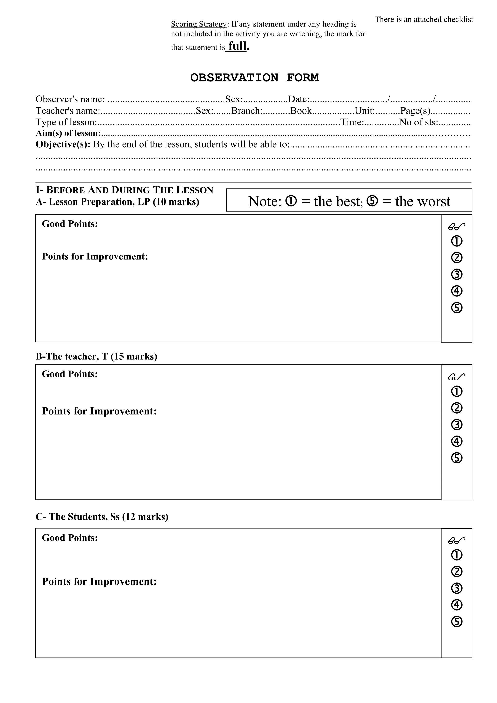 Observation Form (with boxes).pdf.pdf in educational field | PDF