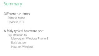 Porting unity games to windows - London Unity User Group | PPTX | Operating Systems | Computer ...