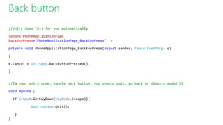 Porting unity games to windows - London Unity User Group | PPT