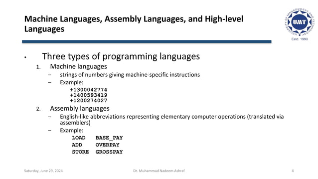 Programming Languages Intriduction to C++ programming | PPSX