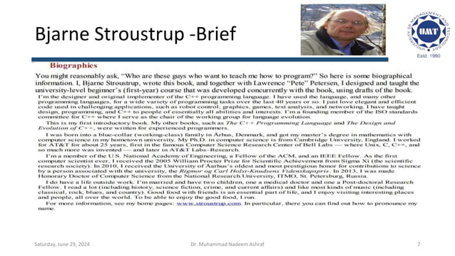 Programming Languages Intriduction to C++ programming | PPSX